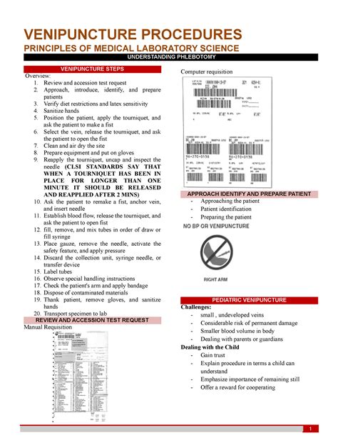 Venipuncture Proceduresdocx Venipuncture Procedures Principles Of