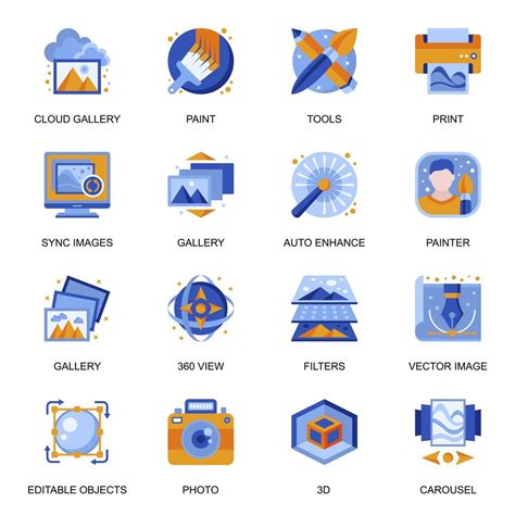 Images Gallery Icons Set In Flat Style 1447003 Vector Art At Vecteezy