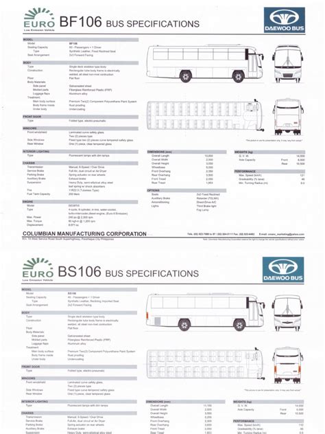 Cmanc Daewoo Bus Specifications Pdf Pdf