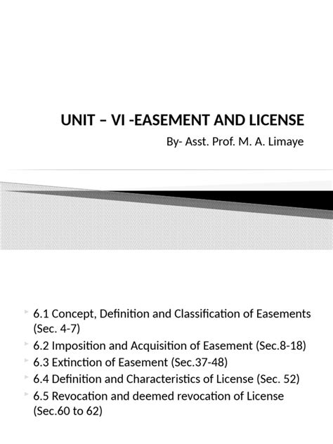 unit vi easement and license pdf easement land law