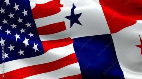 Vidéo Stock American And Panamanian Flag Waving Video In Wind Footage