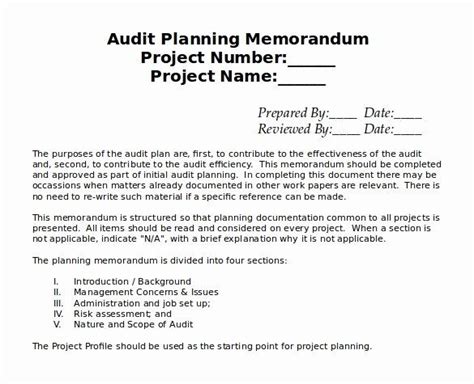 Internal Audit Planning Template Luxury 15 Audit Memo Templates Free