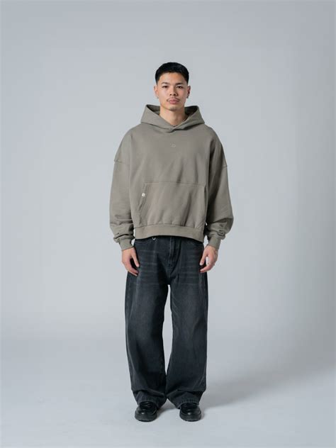 Essential Boxy Hoodie Clay Female Models Terry Cotton Hoodies