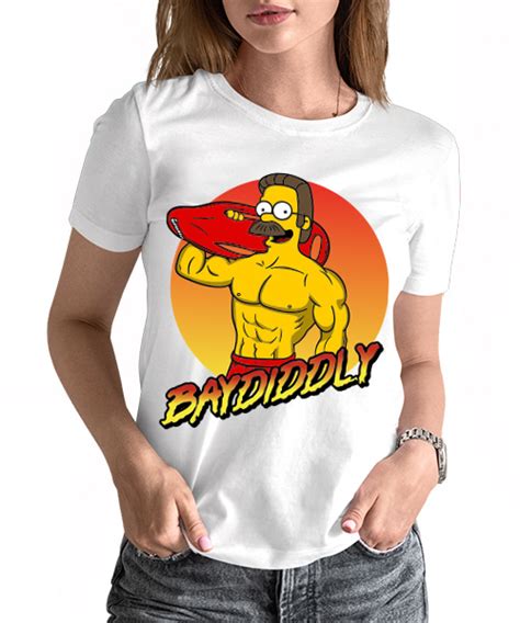 Camiseta Unisex Los Simpsons Ned Flanders Surf Baydiddly Mandragora Store