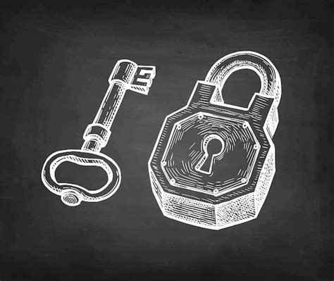 Premium Vector Old Padlock And Key