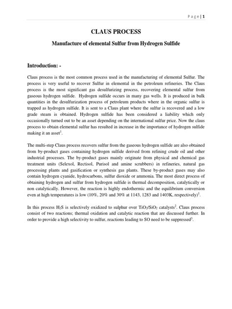 Claus Process Pdf Process Engineering Chemistry