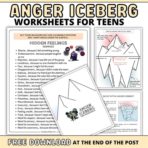 Anger Iceberg For Teens Printable Pdf Very Special Tales