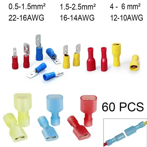 Pcs Isolated Spade Electrical Terminal Female Male Butt Connector Wire Splice Terminals For