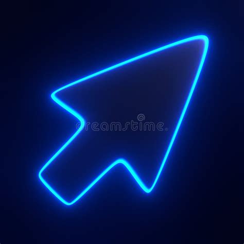 Glowing Blue Neon Cursor Icon On Dark Background Stock Illustration Illustration Of Bright