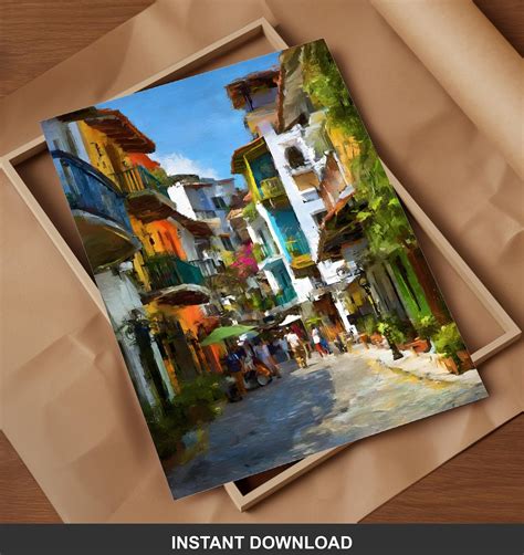Puerto Vallarta Wall Art Print Old Town Colorful Streets Ocean Light
