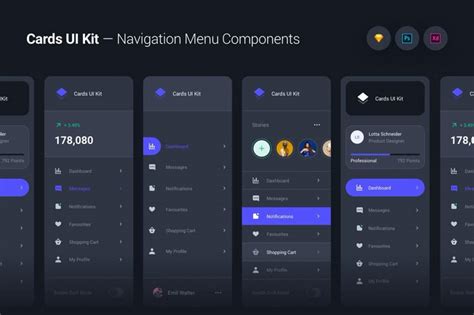 cards ui kit navigation menu components widgets ui kit interface design ui design website