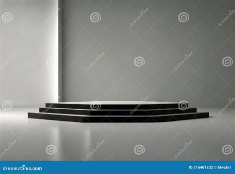 Background 3d Rendering Podium White Empty Dais Step Stage Racked Floor