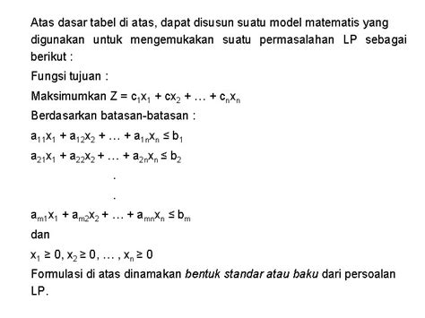 Linear Programming Formulasi Masalah Dan Permodelan Linear Programming