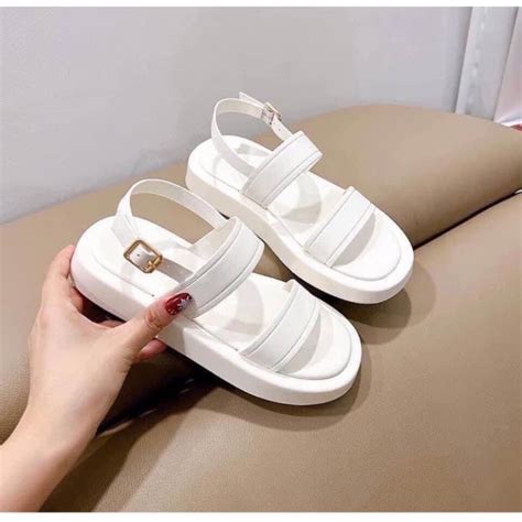 Giày Sandal Nữ Haley Store đế Xuồng Bánh Mì 3cm Hai Quai Ngang Nhẹ Mềm