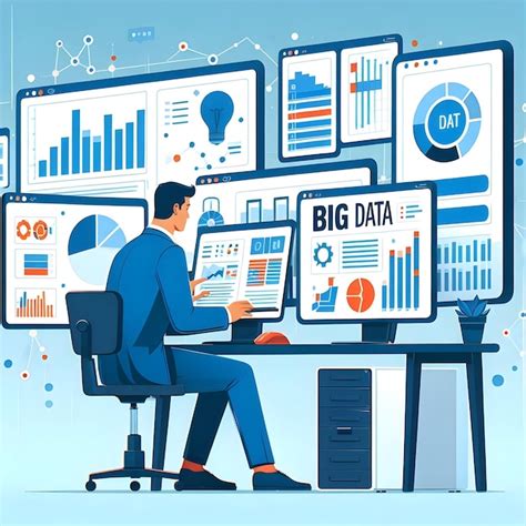 Flat Data Scientist Candidly Analyzing Big Data With Interactive