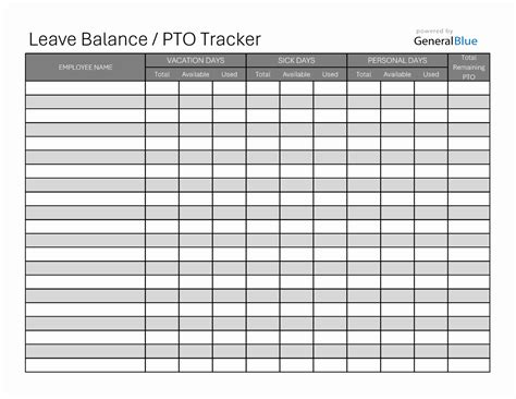 Pto Tracker Templates