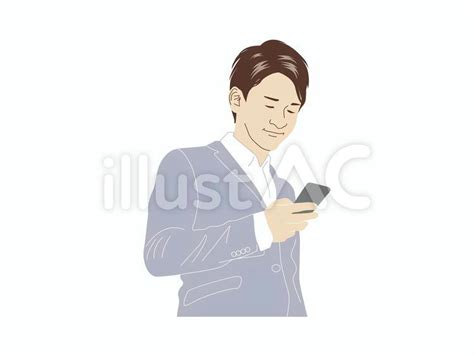 スマホをさわる男性1イラスト No 2240904｜無料イラスト・フリー素材なら「イラストac」