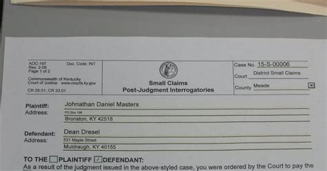 Post Judgment Interrogatories Ie Dean Dresel Case