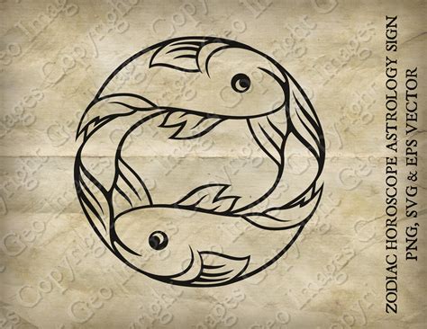 Pisces Fish Animal Zodiac Horoscope Sign Symbol Icon Etsy