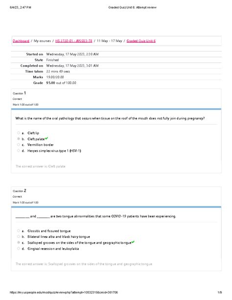Graded Quiz Unit 6 Attempt Review Started On Wednesday 17 May 2023 2 38 Am State Finished