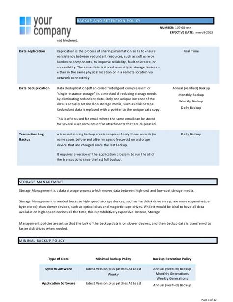 backup policy template