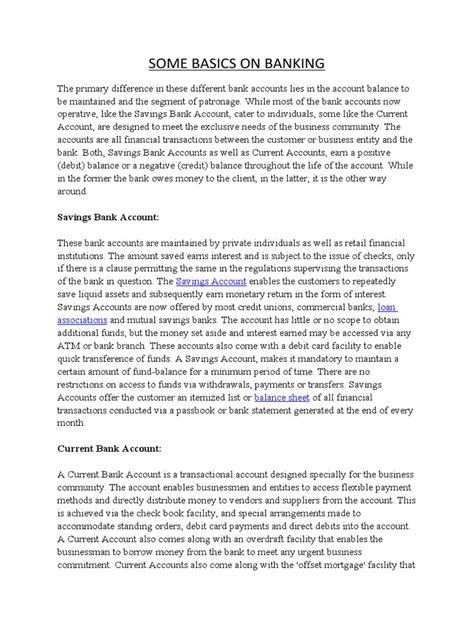 Understanding Savings Bank Functions Pdf Transaction Account