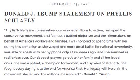 Donald Trump Phyllis Schlafly Was A Champion For Women Heathers