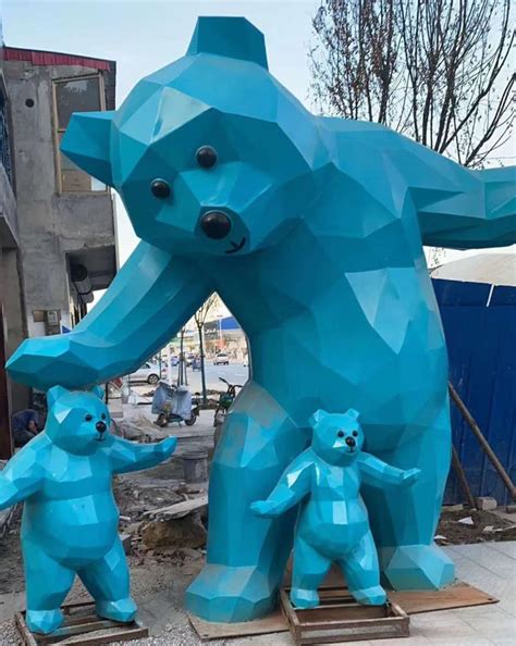Multi Size Blue Geometric Bear Home Sculpture Snow And Ice Series Set Want All The Personalized