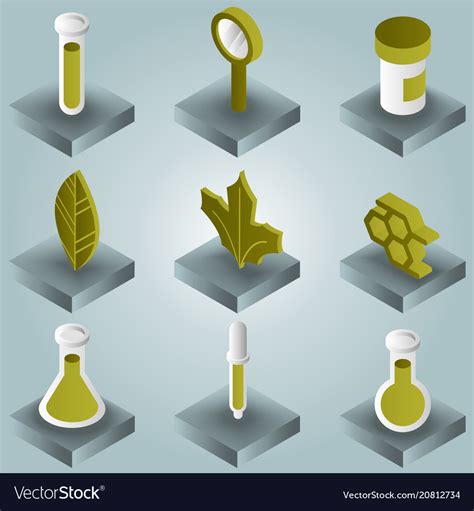 Biology Color Gradient Isometric Icons Royalty Free Vector