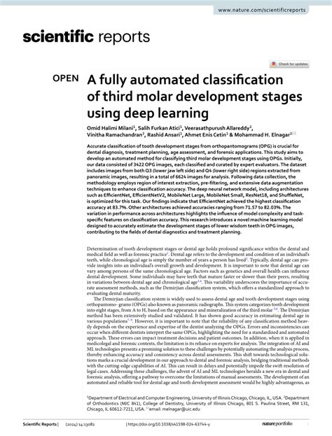Pdf A Fully Automated Classification Of Third Molar Development