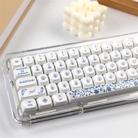 Blue And White Porcelain Keycaps Smooth Glazed Imitating Ceramics Pbt