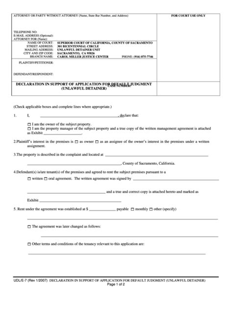 Declaration In Support Of Application For Default Judgment Printable