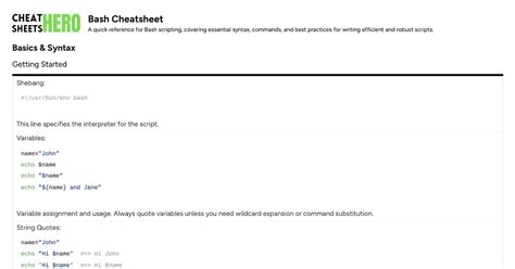 Bash Cheatsheet Cheat Sheets Hero