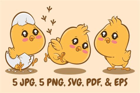 Set Of Cute Chicks Cartoon Graphic By Guloabang · Creative Fabrica