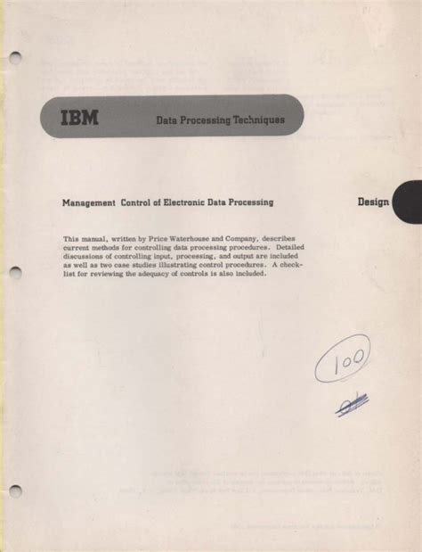 Ibm Data Processing Techniques Management Control Of Electronic Data