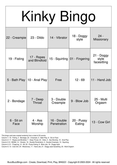 Sexy Bingo Bingo Cards To Download Print And Customize