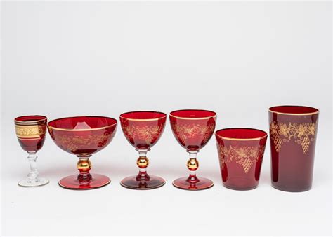 Lot A Large Collection Of Bohemian Ruby Glassware