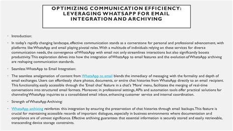 Ppt Optimizing Communication Efficiency Leveraging Whatsapp For