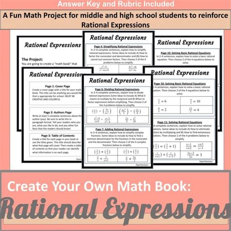 Rational Expressions Project Booklet Simplify Multiply Divide Add