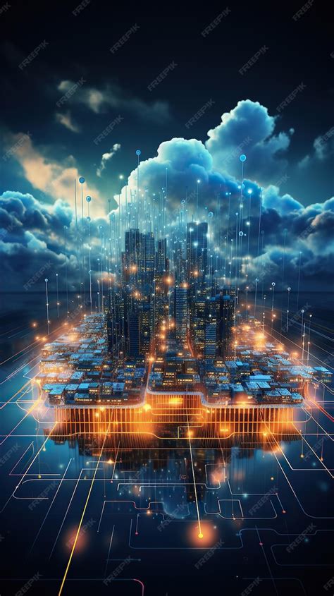 Generated Illustration Of Cloudbased Data Storage System Cloud In The Center Of The Server Room