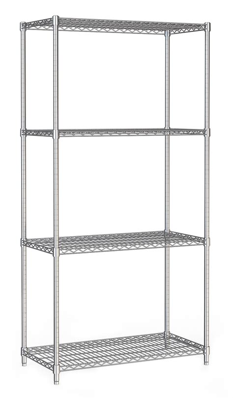 Combisteel Storage Shelf 4 Shelves Self Assembly Chrome Steel