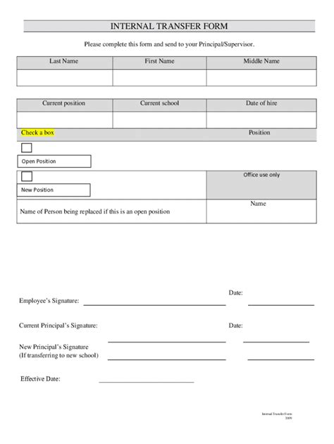 Fillable Online Internal Transfer Form Fax Email Print Pdffiller