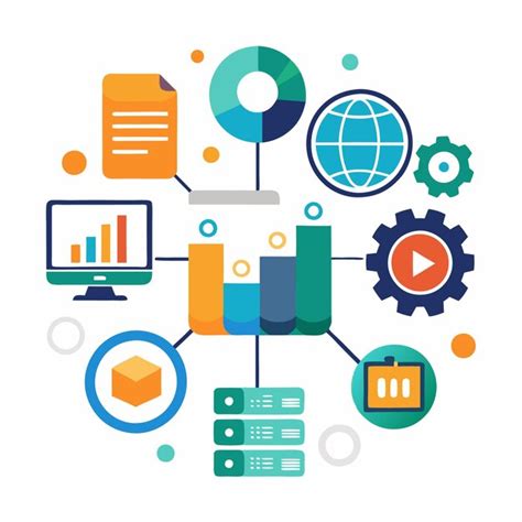 Colorful Infographic Showing Data Process And Global Connections