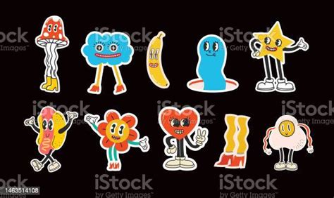 패션 패치 배지 입술 하트 말풍선 및 기타 요소 스티커 핀 만화 8090년대 스타일의 패치의 벡터 일러스트레이션 세트 1980 1989 년에 대한 스톡 벡터 아트 및 기타