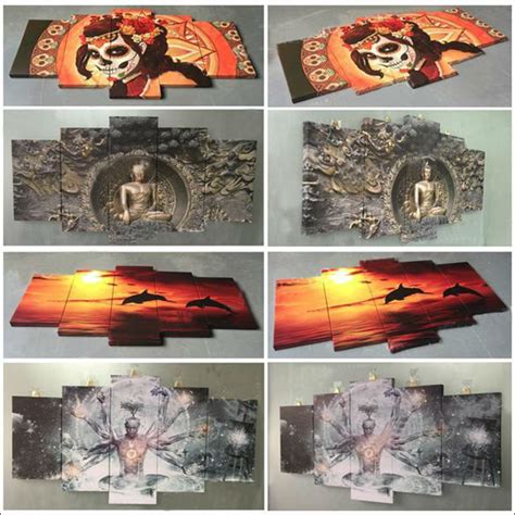 Hd 5piece Canvas Art Set Sexy Game Mage Skull Fire Wall Poster