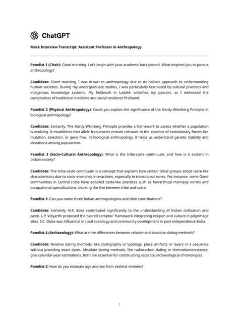 Anthropology Mock Interview Pdf Anthropology Evolution