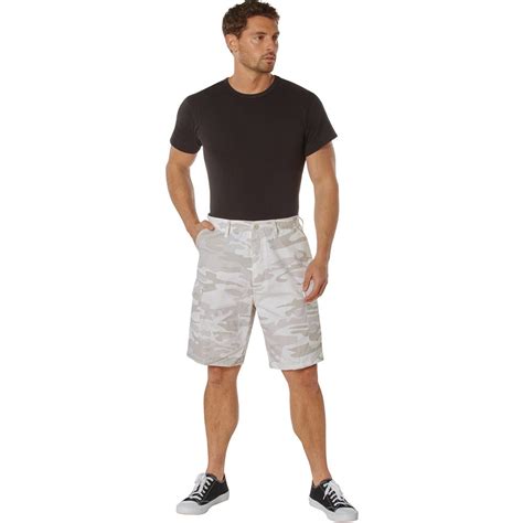 Mens White Camouflage Bdu Cargo Shorts