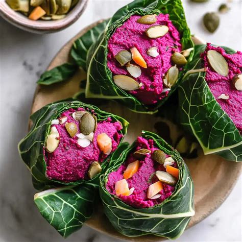Vibrant Beet Hummus Collard Wraps Flavors Vibes