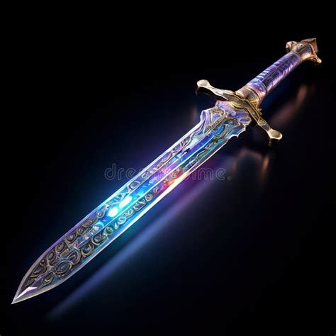 Detailed Holography Illustration Of A Medieval Sword With An Ot Stock