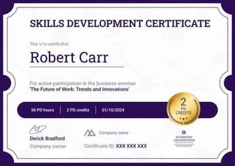 Refined And Professional Development Certificate Template